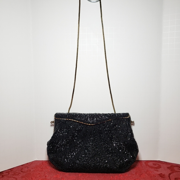 Bags | Adg Black Beaded Crossbody Chain Bag Clutch Read Description ...